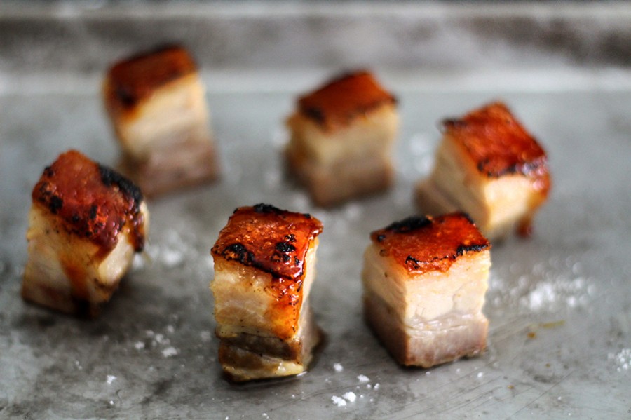 creme brulee-d pork belly confit