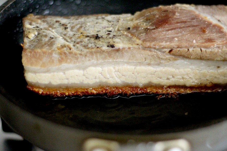 creme brulee-d pork belly confit