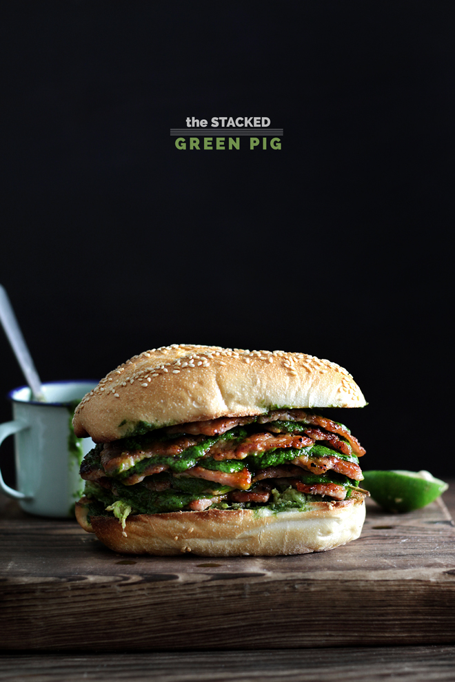 STACKED GREEN PIG SANDWICH – Lady and Pups
