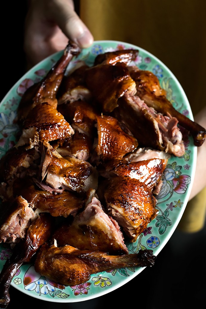 finger-sucking roasted beer duck
