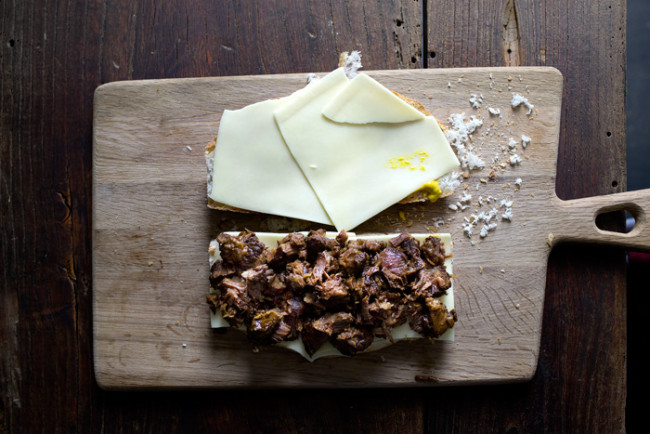 miso stewed short-ribs French-dip sandwich