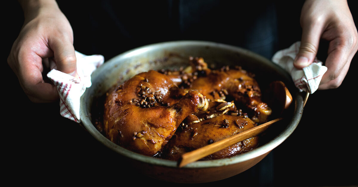 MAMA’S BRAISED CHICKEN LEGS ON RICE W/ FRIED CHILI CAPERS – Lady and Pups