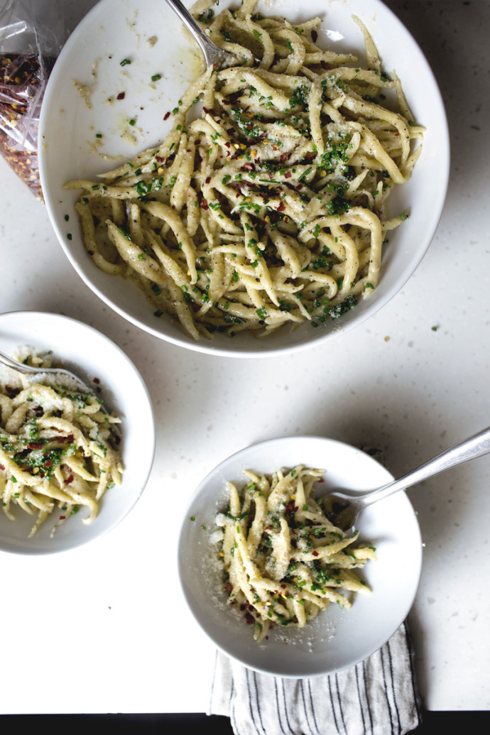 Needle point pasta in light blue cheese sauce – Lady and Pups