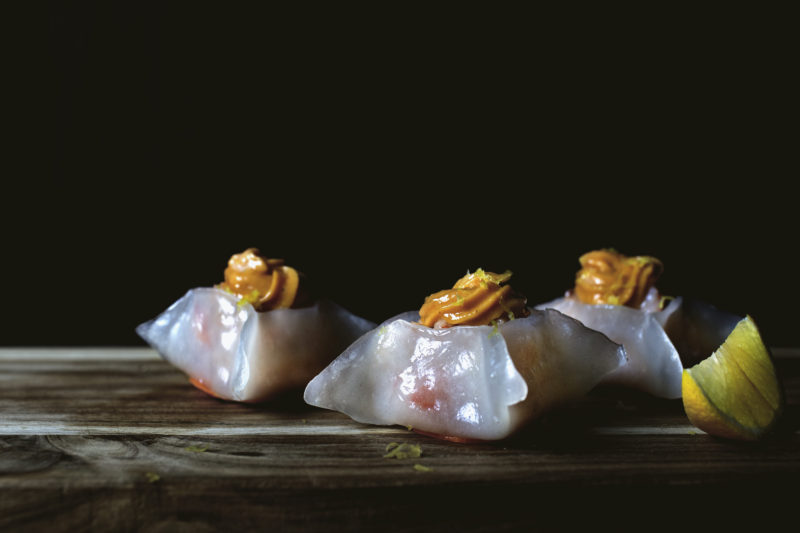 DIM SUM MONTH: Crystal shrimp dumpling w/ shrimp oil mayo
