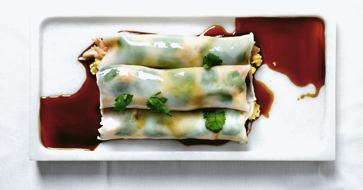 DIM SUM MONTH: Creamy salmon & egg in rice wrapper rolls – Lady and Pups