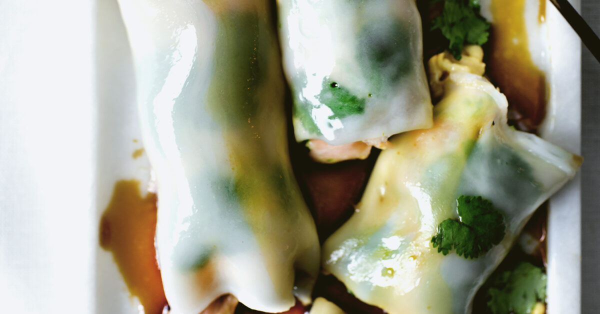 DIM SUM MONTH: Creamy salmon & egg in rice wrapper rolls – Lady and Pups