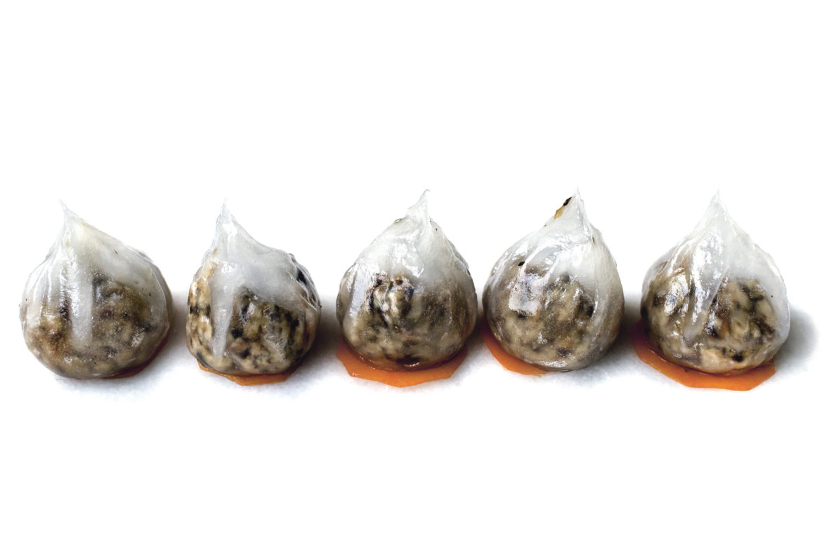 DIM SUM MONTH: GLASS DUMPLINGS W/ MUSHROOMS AND SMOKED GOUDA CHEESE