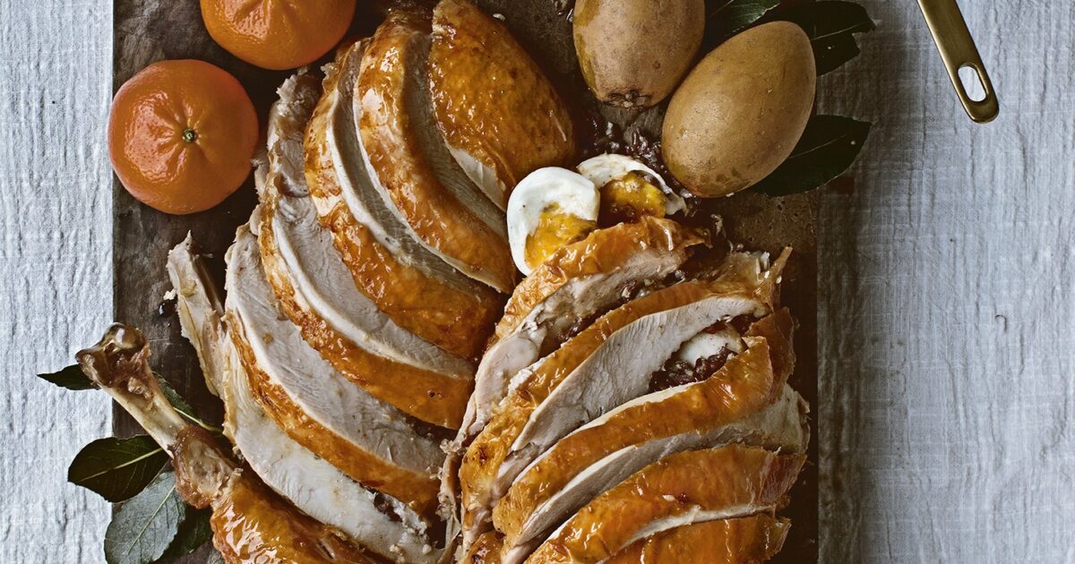 Boneless “turkey purse” w/ stuffings and peppercorn gravy – Lady and Pups